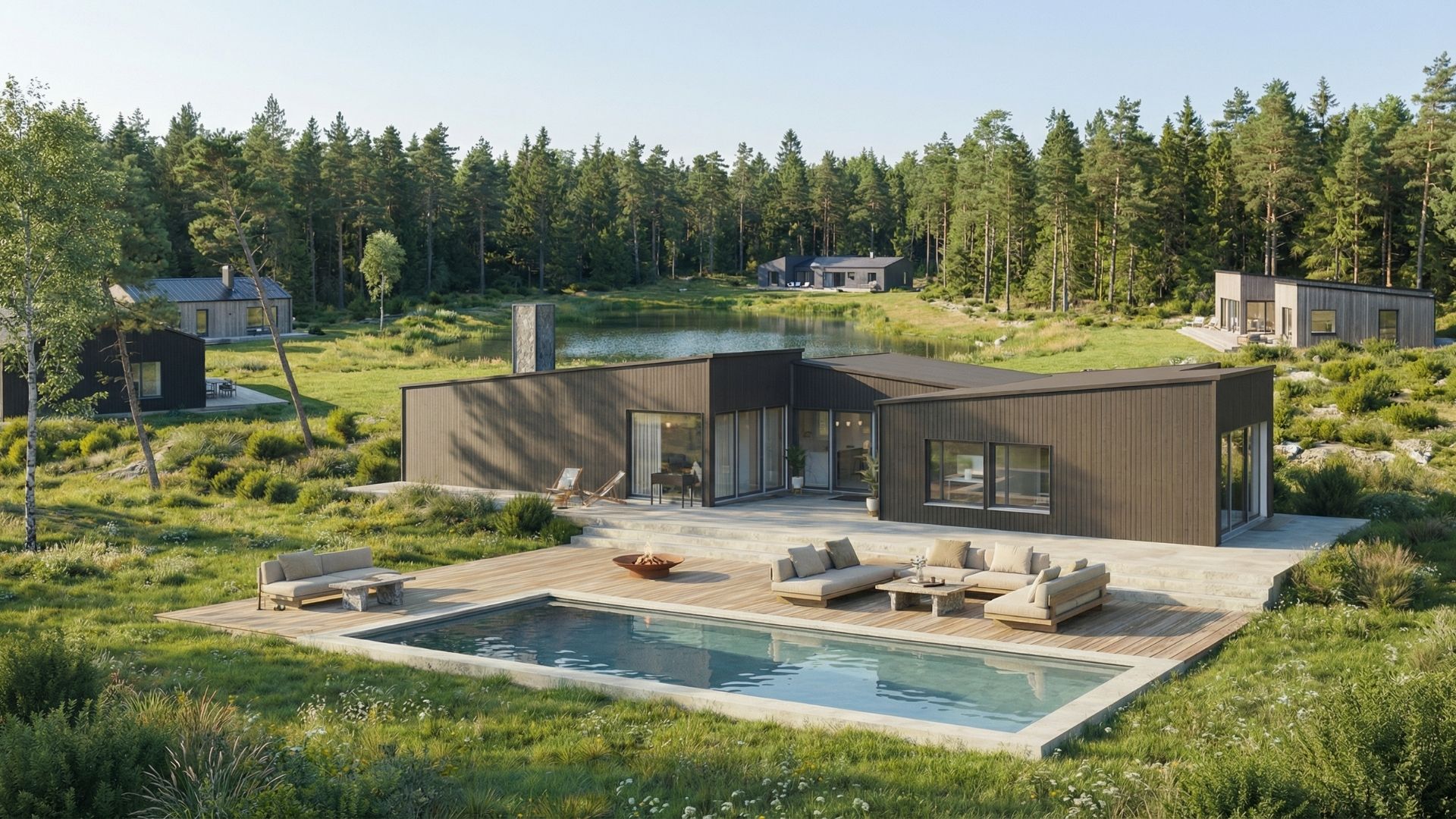 Arkitektritat fritidshus Villa Sagahem | Modulhus.se